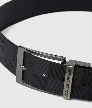 Karl Lagerfeld Checkerboard Reversible Belt - Black