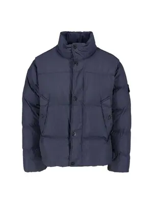 Stone Island Jacket Zip "crinkle Reps Ny - Blue
