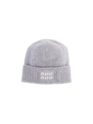 Miu Miu Logo Beanie In Mohair Blend