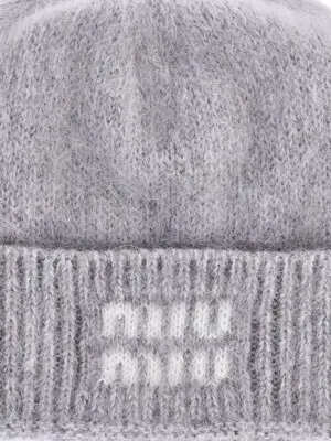 Miu Miu Logo Beanie In Mohair Blend