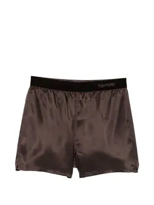 TOM FORD Silk Satin Pajama Shorts - Brown