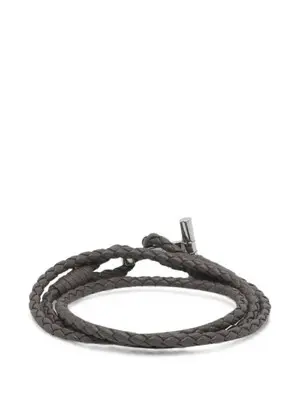 TOM FORD Braided Leather Bracelet - Grey