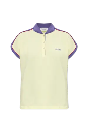 Versace Cotton Piqué Polo With Embroidered Logo - Yellow