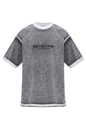 Balenciaga Cotton T-shirt With Logo - Grey
