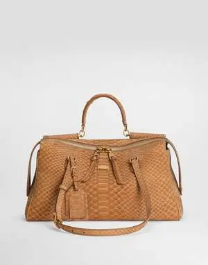 Dolce & Gabbana Medium Vittoria Handbag In Python - Beige