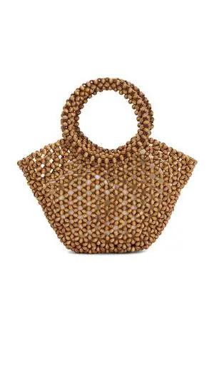 8 Other Reasons Wood Bead Tote Rounded Top Handle Bag