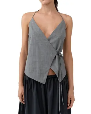 ST. AGNI Wool Blend Rouleau Halter Top - Pumice
