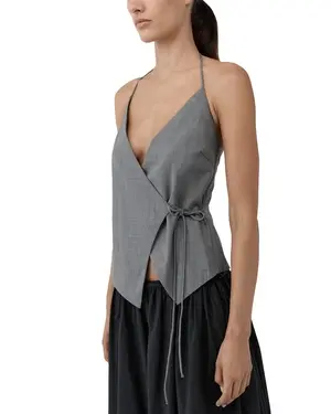 ST. AGNI Wool Blend Rouleau Halter Top
