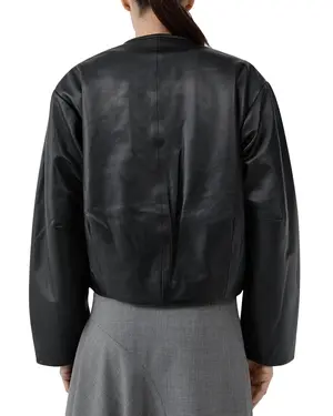 ST. AGNI Leather Button Front Cocoon Jacket