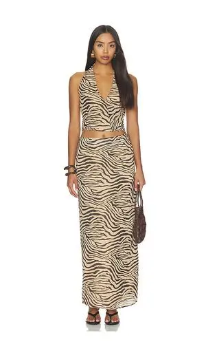 Superdown Avalon Maxi Skirt Set In Brown
