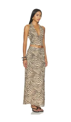 Superdown Avalon Maxi Skirt Set In Brown