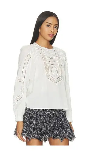 Ulla Johnson Marlowe Long Sleeve Cotton Top In Cream