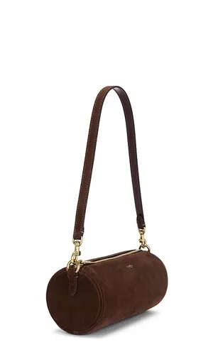 COACH Suede Barrel Bag In Chocolate