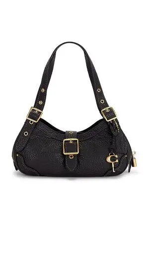 COACH Textured Pebble Leather Drifter Shoulder Bag - Black