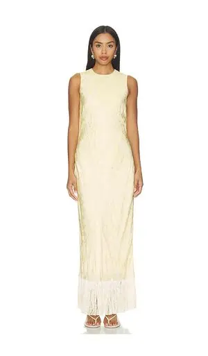 Anna October Gill Jacquard Maxi Dress In Yellow - Buttermilk