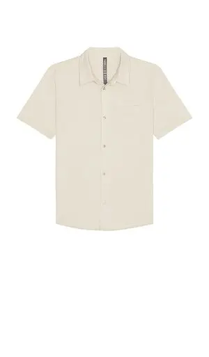 Vuori Knit Oxford Button Down Shirt In Cream