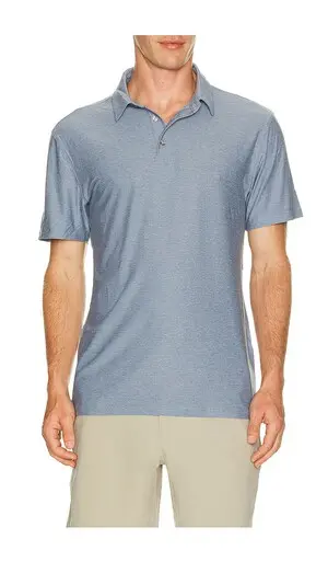 Vuori Strato Tech Polo In Blue - Chambray Heather