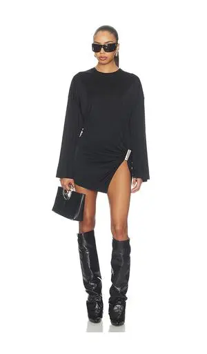 Attico Drape Slit Mini Dress - Black