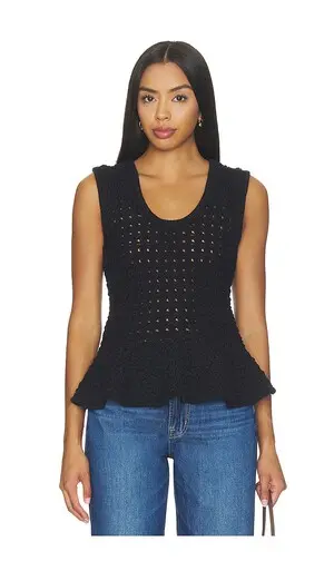 PISTOLA Anna Peplum Sweater Tank Top - Black