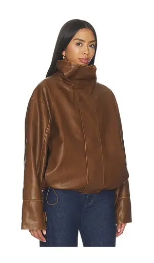 Lioness Shoreline Funnel Jacket In Brown