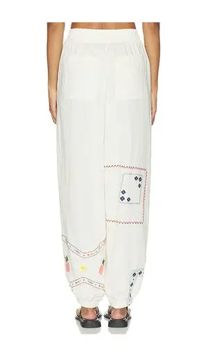 Agua Bendita Embroidered Linen Blend Basket Pant