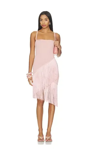 LOVERS AND FRIENDS Denisse Asymmetrical Layered Fringe Dress - Pink
