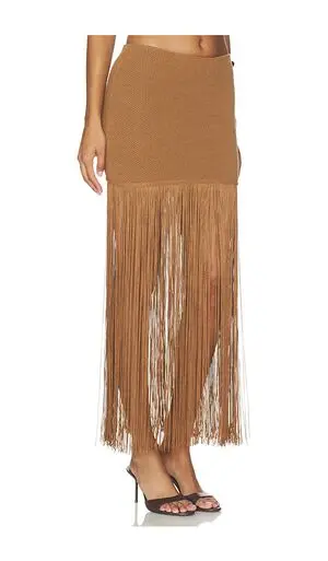 LOVERS AND FRIENDS Chrissa Knit Fringe Maxi Skirt