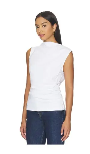 Vince Sleeveless Draped Top In White
