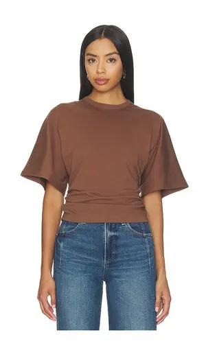 PISTOLA Veronica Kimono Sleeve Fitted Tee In Brown - Lindt