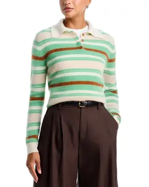 Guest In Residence Grizzly Cashmere Striped Rugby Polo - Highland Combo