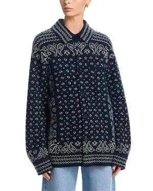 Guest In Residence Cashmere Paisley Print Shirt - Midnight