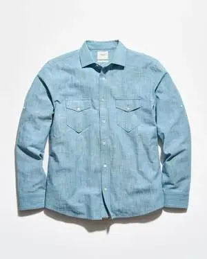Billy Reid Slub Cotton Scout Shirt - Blue