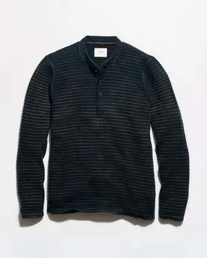 Billy Reid Garment-dyed Striped Henley - Blue