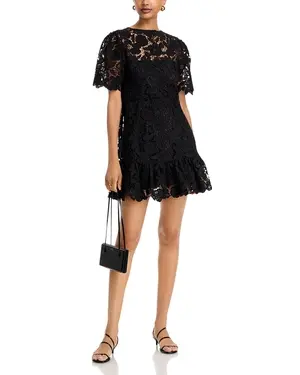 Aqua Lace Flounce Mini Dress Exclusive