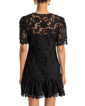 Aqua Lace Flounce Mini Dress