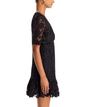 Aqua Lace Flounce Mini Dress