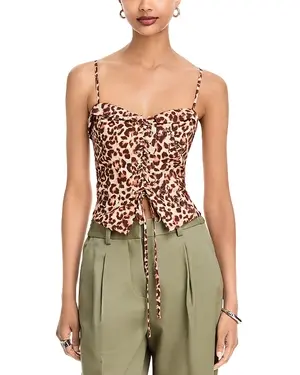 Aqua Animal Eyelet Lace Up Top Exclusive - Black