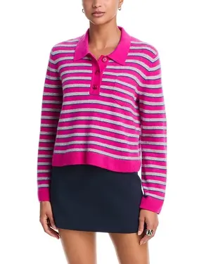 Aqua Cashmere 100% Cashmere Polo Sweater Exclusive - Dragonfruit