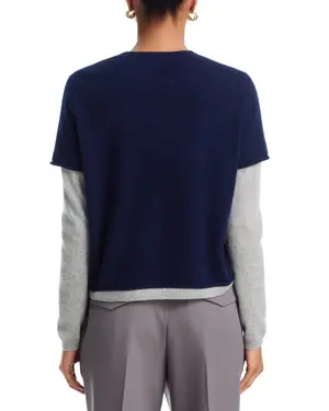 Aqua Cashmere Crewneck Sweater - Peacoat