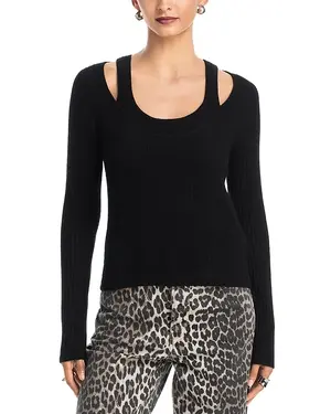 Aqua Cashmere Double Layer Scoop Neck Top Exclusive
