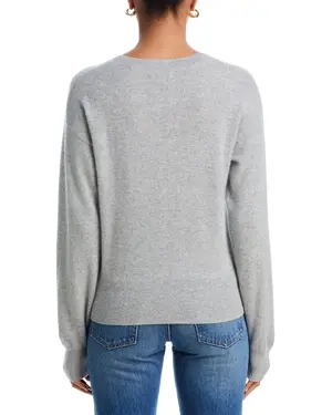 Aqua 100% Cashmere Dog Graphic Crewneck Sweater