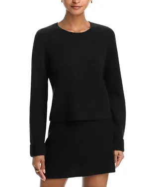 Aqua Cashmere 100% Cashmere Crewneck Sweater Exclusive - Black