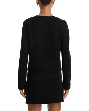 Aqua Cashmere 100% Cashmere Crewneck Sweater Exclusive - Black