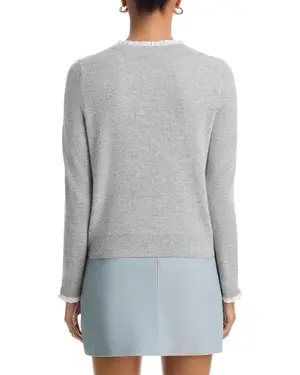 Aqua Cashmere Crewneck Cardigan Sweater