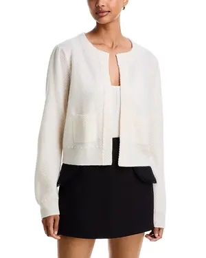 Aqua Cashmere Puff Sleeve Jacket - Ivory