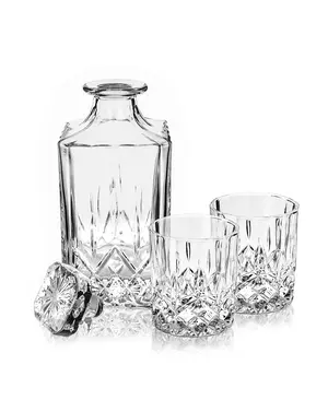 VISKI Admiral Crystal 3-piece Decanter & Tumbler Set - Clear