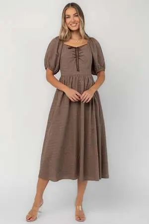 IN FEBRUARY Teddy Gingham Midi Dress