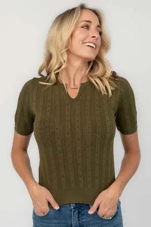 COCOLOVE Perry Knit Top - Olive