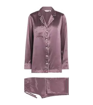 Derek Rose Silk Bailey Long Pyjama Set - Purple