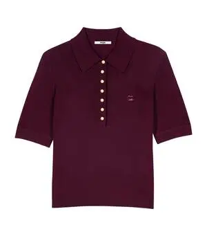 Maje Wool Polo Sweater - Purple